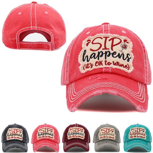 Accessories | Sip Happens Its Ok To Wine Baseball Ballcap Hat | Poshmark